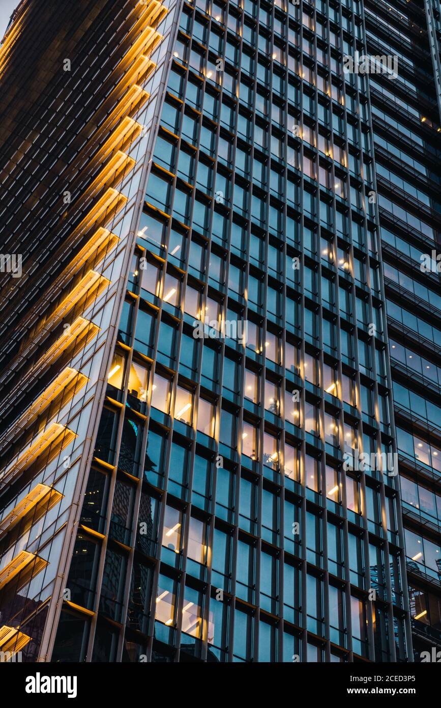 Majestic view of walls of tall high-rise building located in Singapore ...