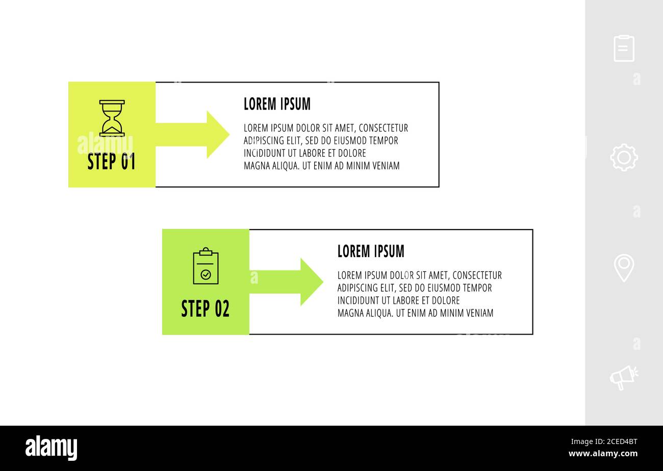 Vector infographic design with 2 rectangles with arrows. Flat template ...