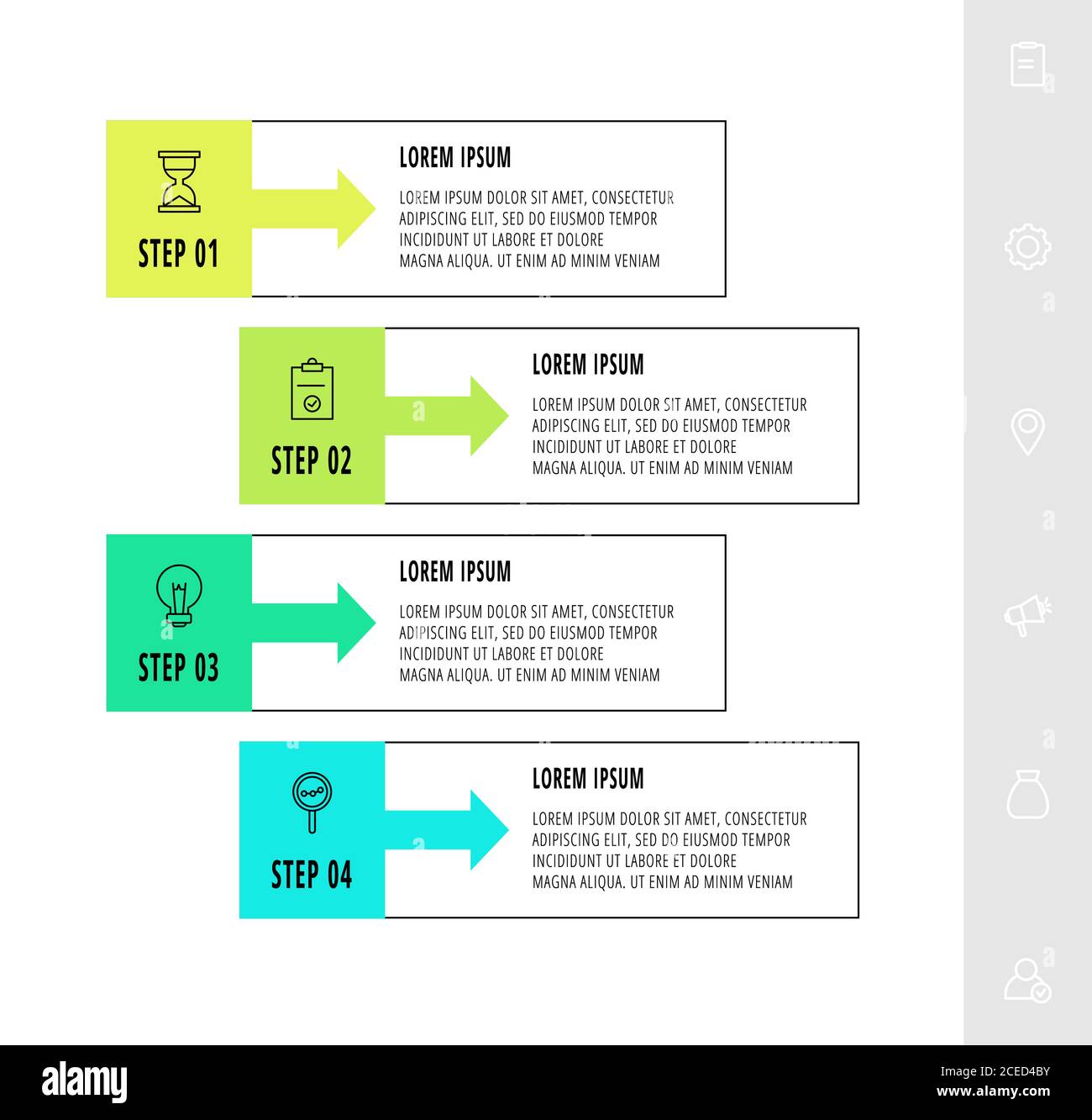 Vector infographic design with 4 rectangles with arrows. Flat template ...