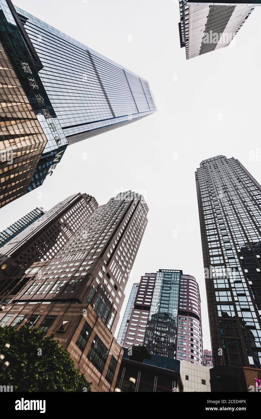 From below of skyscrapers under sky Stock Photo - Alamy