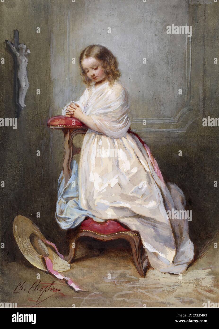 Chaplin Charles - Girl in White Dress - French School - 19th Century ...