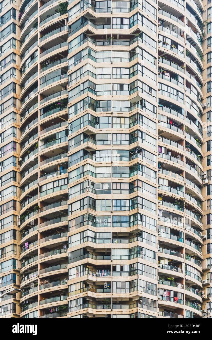 Exterior shot of residential condominium house with endless number of ...