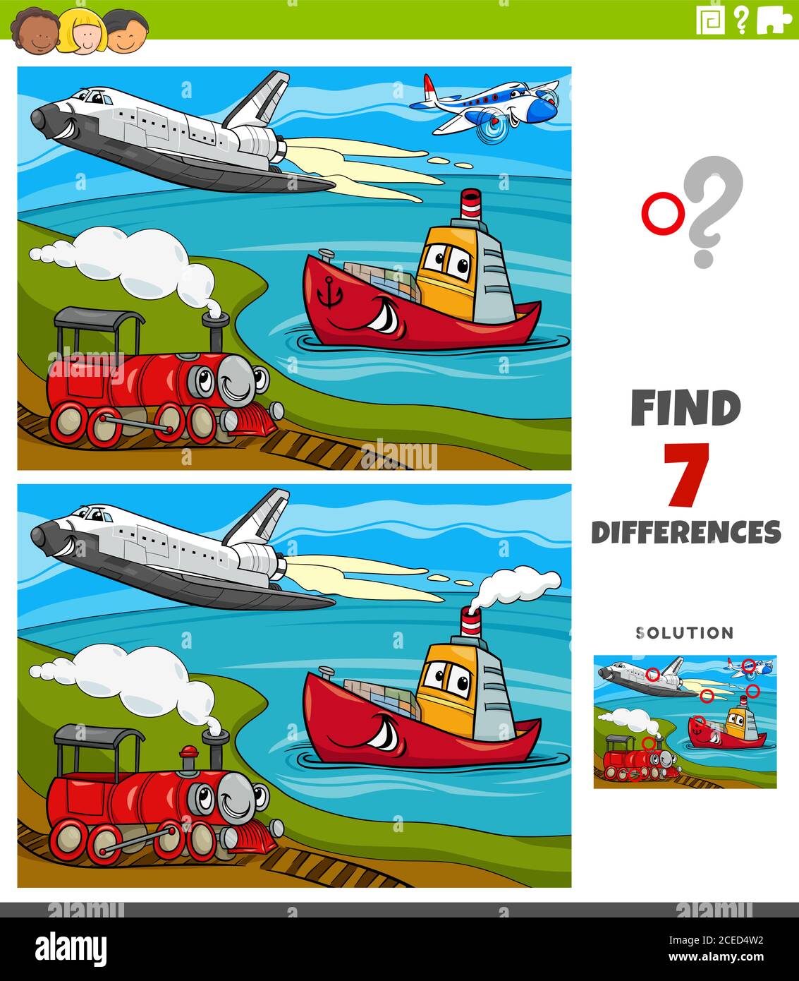 Cartoon Illustration of Finding Differences Between Pictures ...