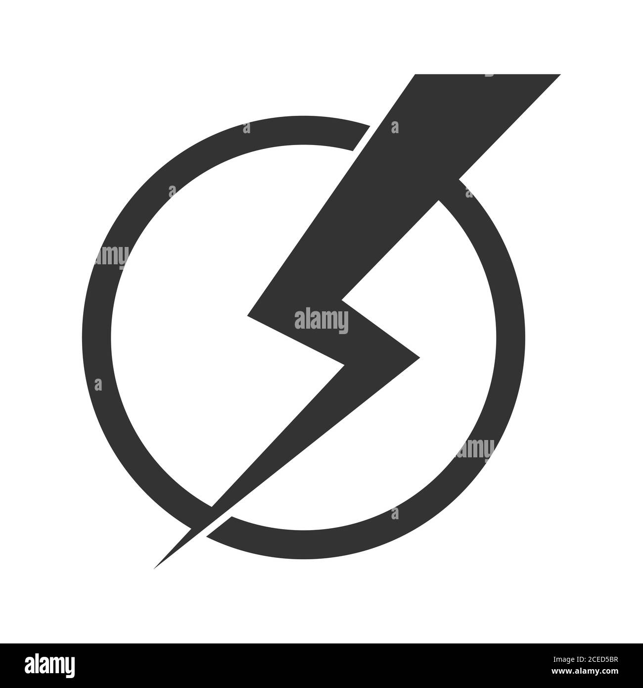 Lightning breaks the circle. Simple vector illustration, flat design ...