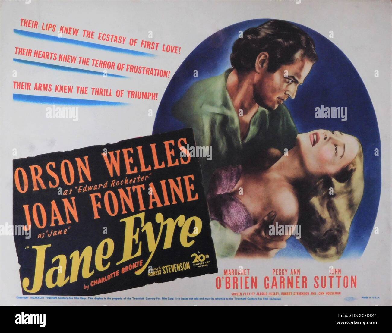 ORSON WELLES as Edward Rochester and JOAN FONTAINE as JANE EYRE 1943 ...