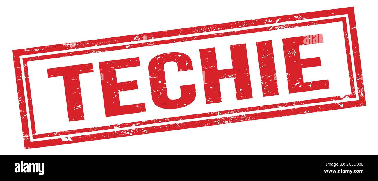 TECHIE red grungy rectangle stamp sign Stock Photo - Alamy