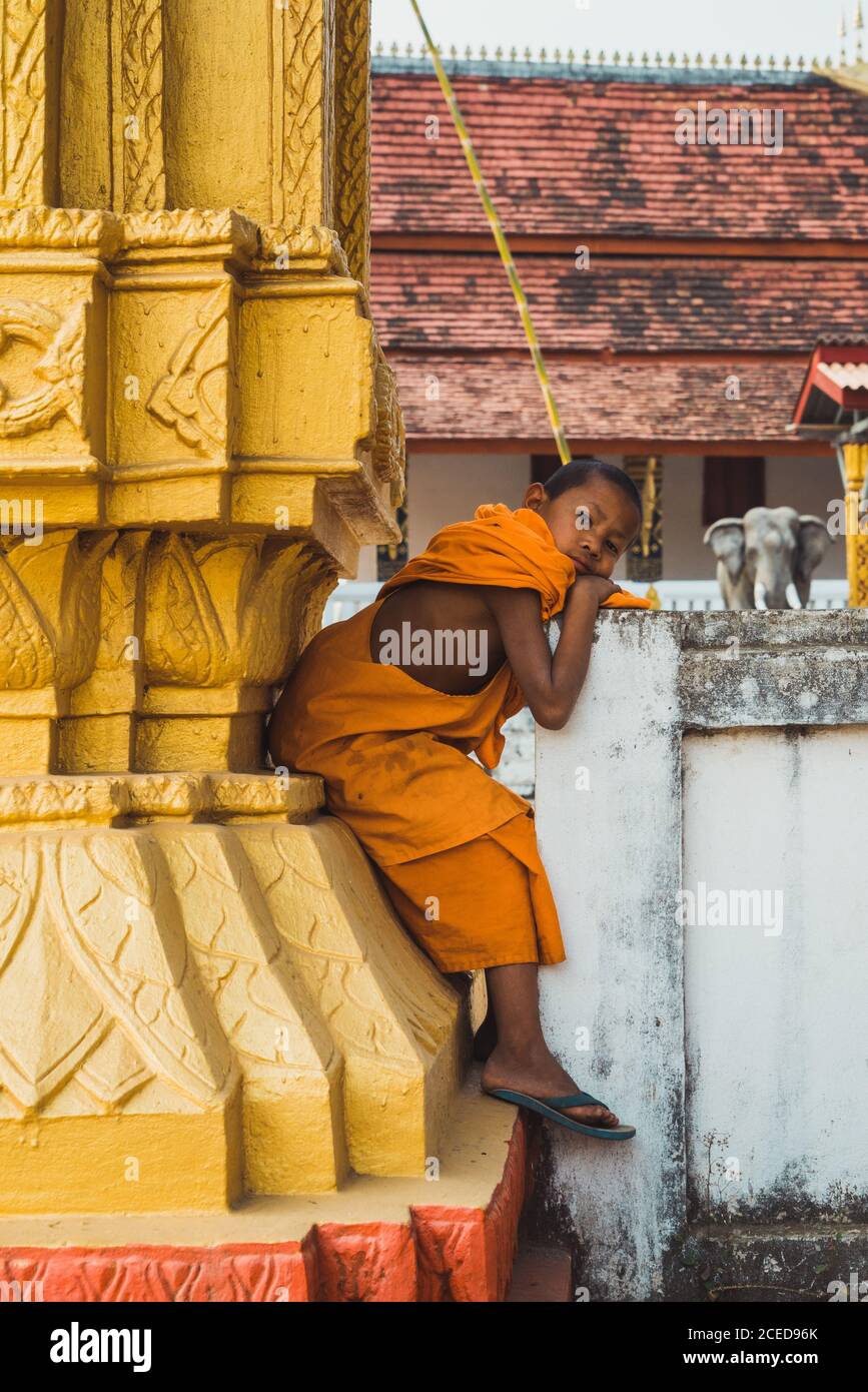 Buddhist Monk Sitting Side View High Resolution Stock Photography and ...