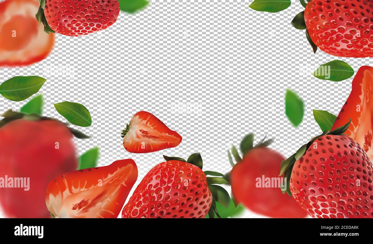 Realistic strawberry on transparent background. Whole strawberries ...