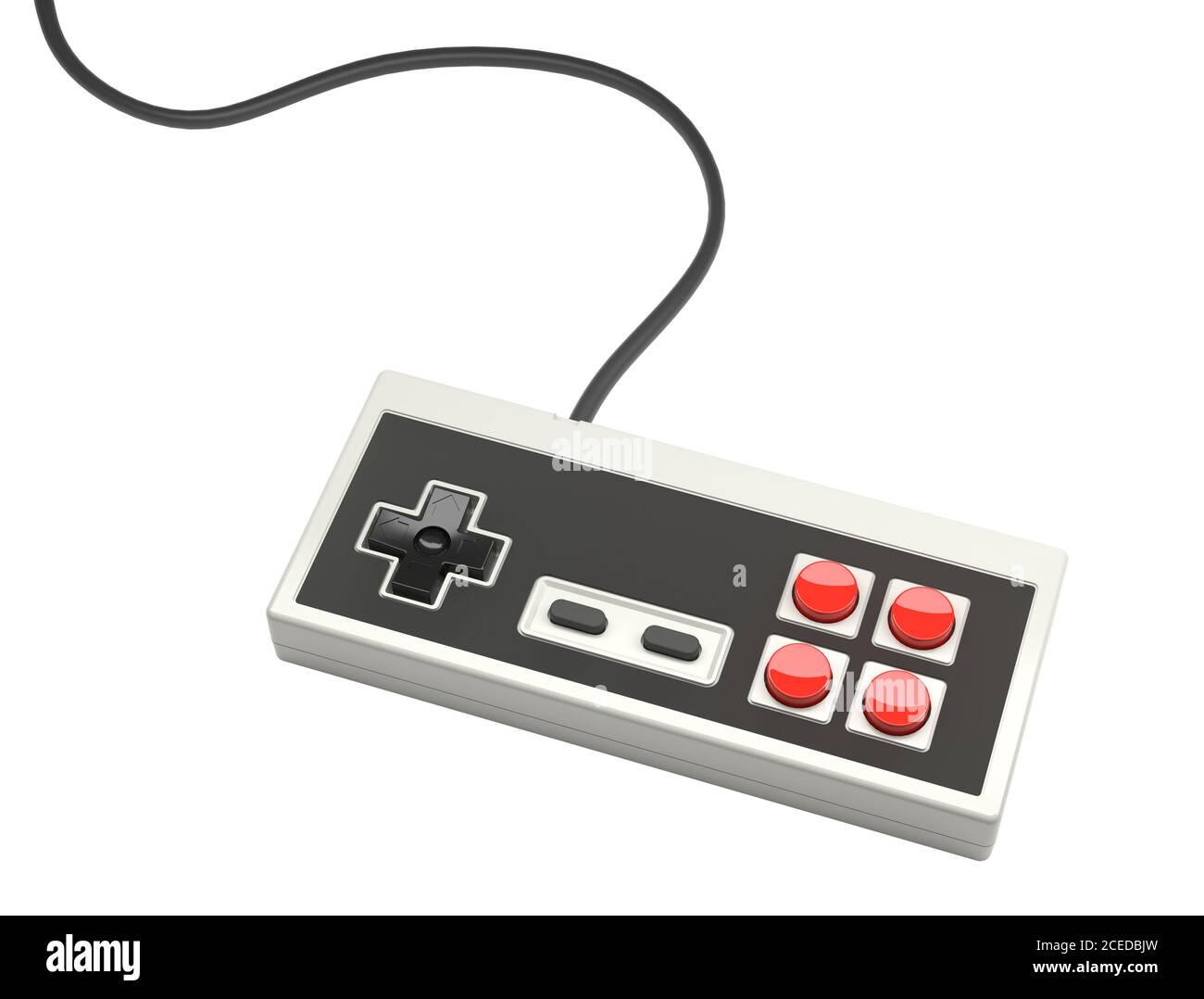 Retro computer gaming controller joystick on a white background Stock ...