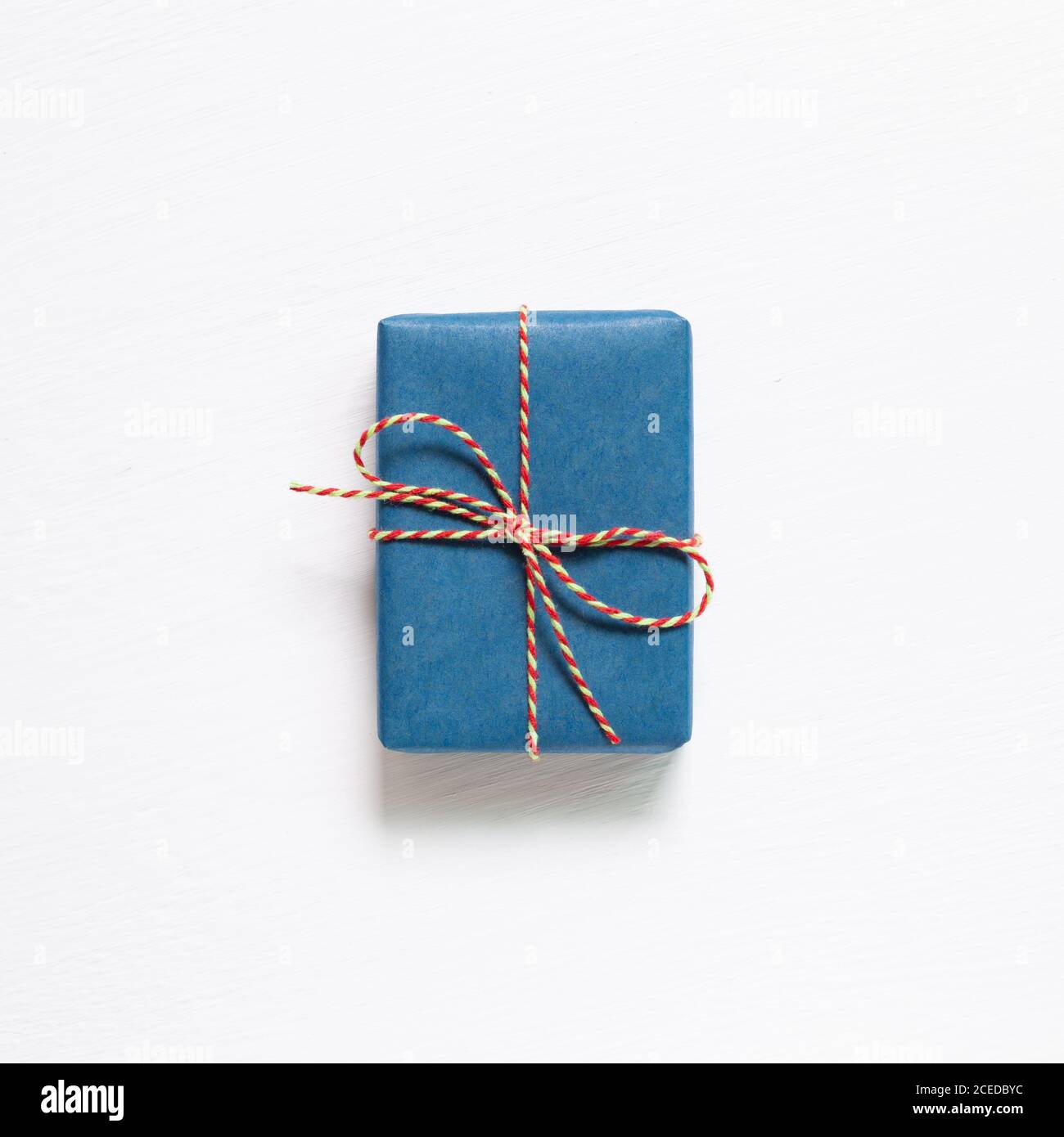 Blue gift box isolated on white background. top view Stock Photo - Alamy