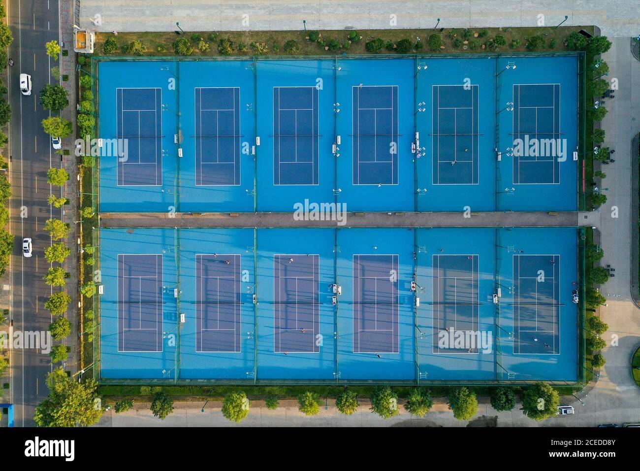 An aerial view of the Zhongyuan Tennis Training Base Management Center ...