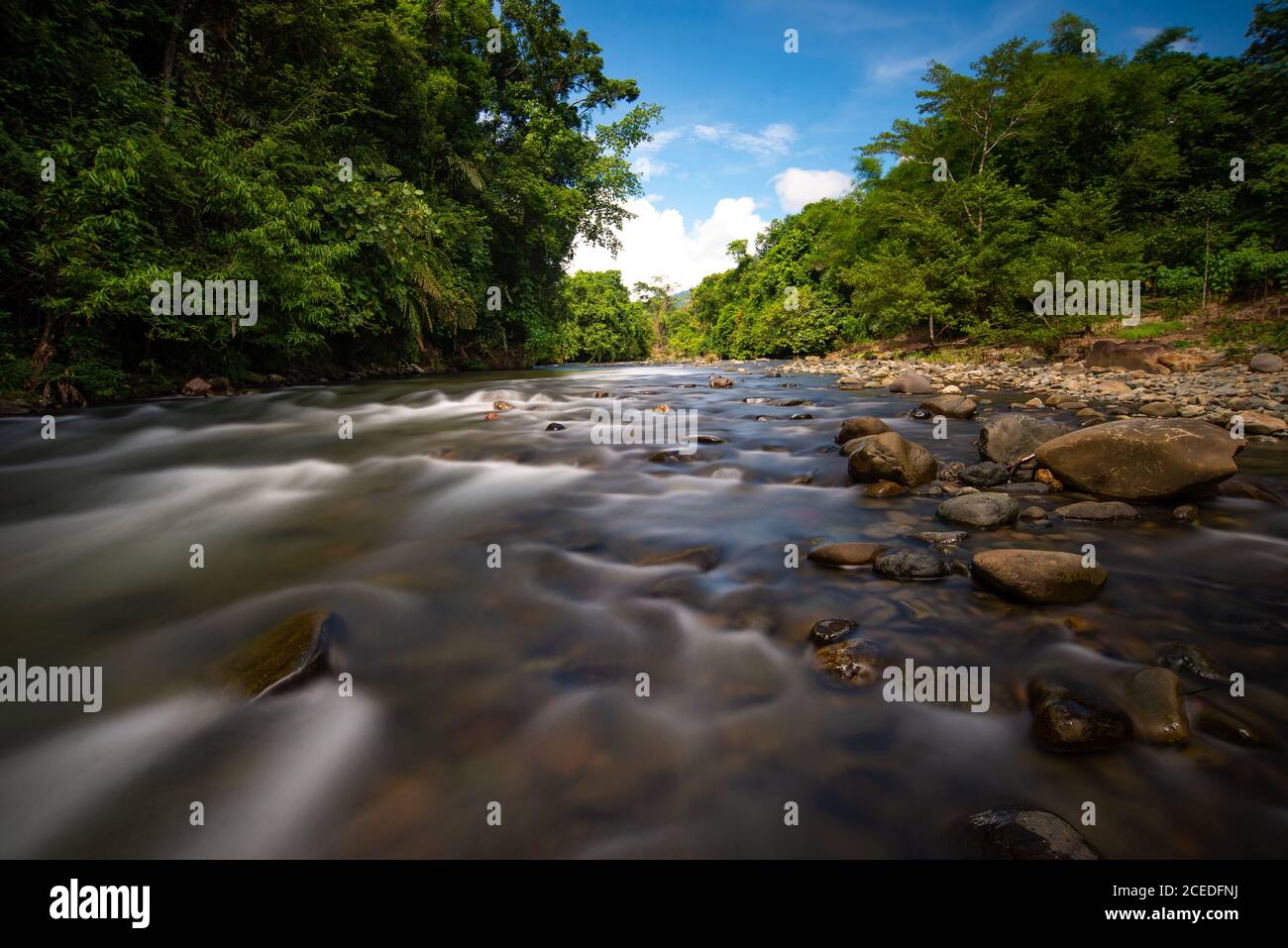 Beautifull flowing river in Kanarom river in Pantai Ria Tangkol, Kota ...