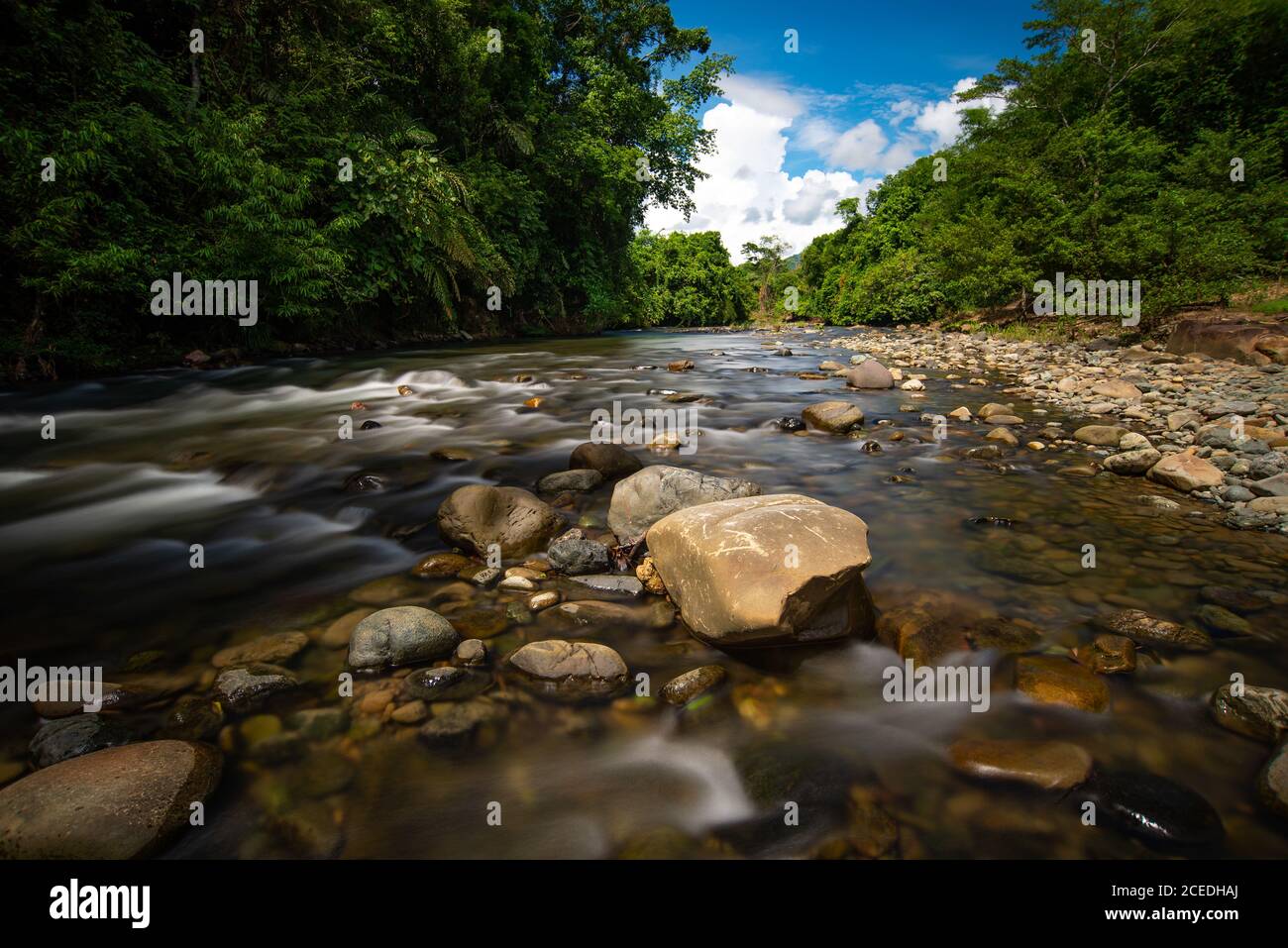 Beautifull flowing river in Kanarom river in Pantai Ria Tangkol, Kota ...