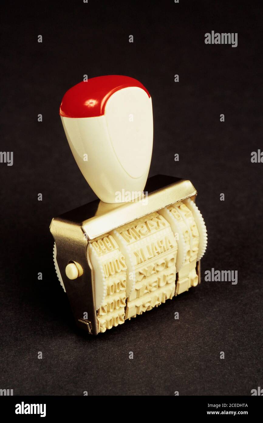 Rubber manual date stamp / Date / Day / Year Stock Photo - Alamy