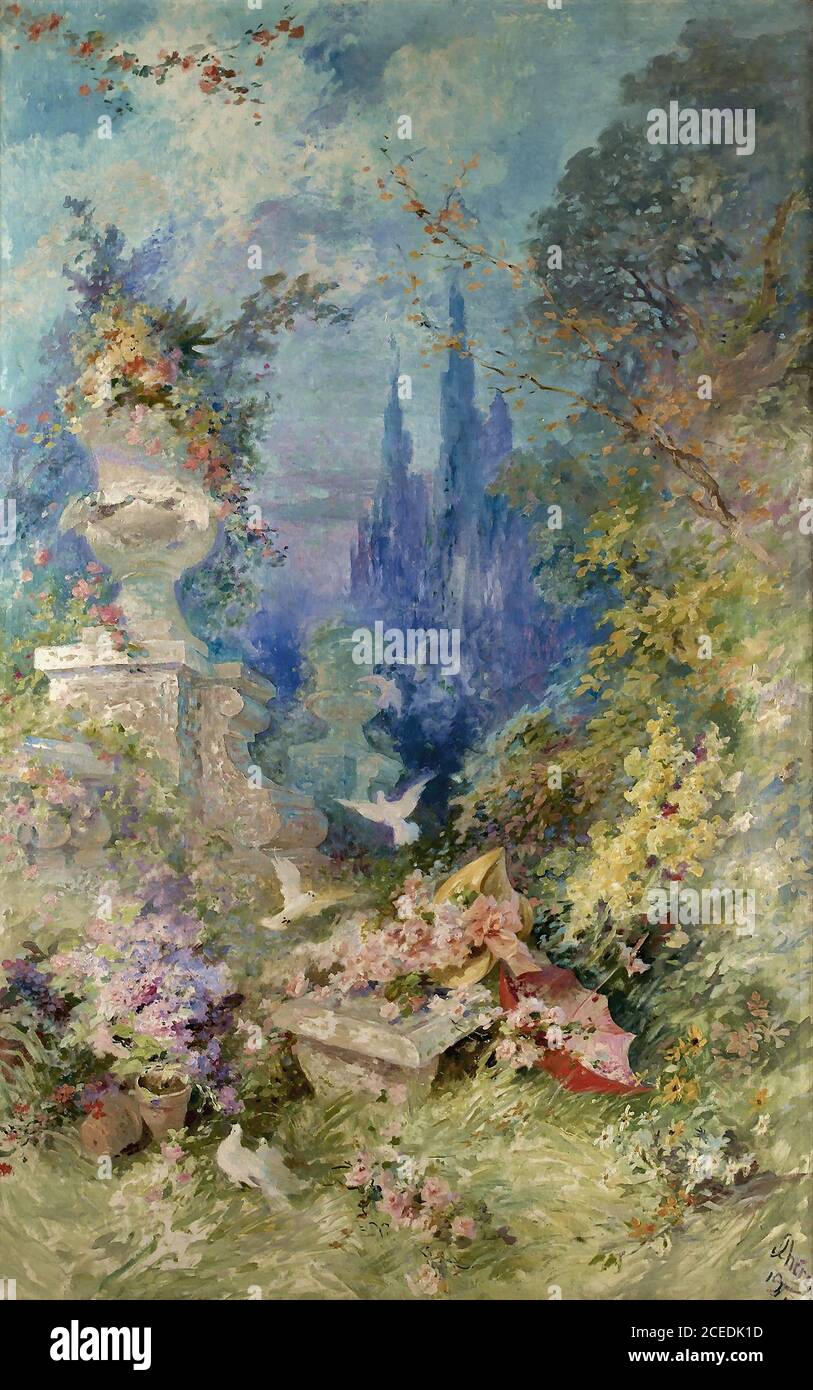 Cheret Jules - Idylle Champêtre Aux Colombes - French School - 19th ...