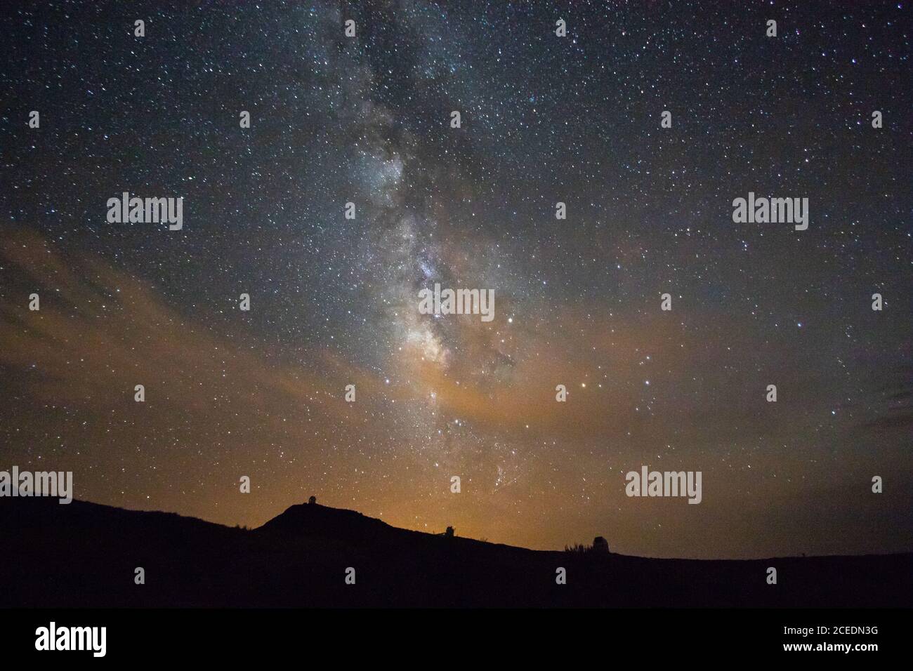 Landscape beautiful starry sky endless galaxy above dark terrain hi-res ...