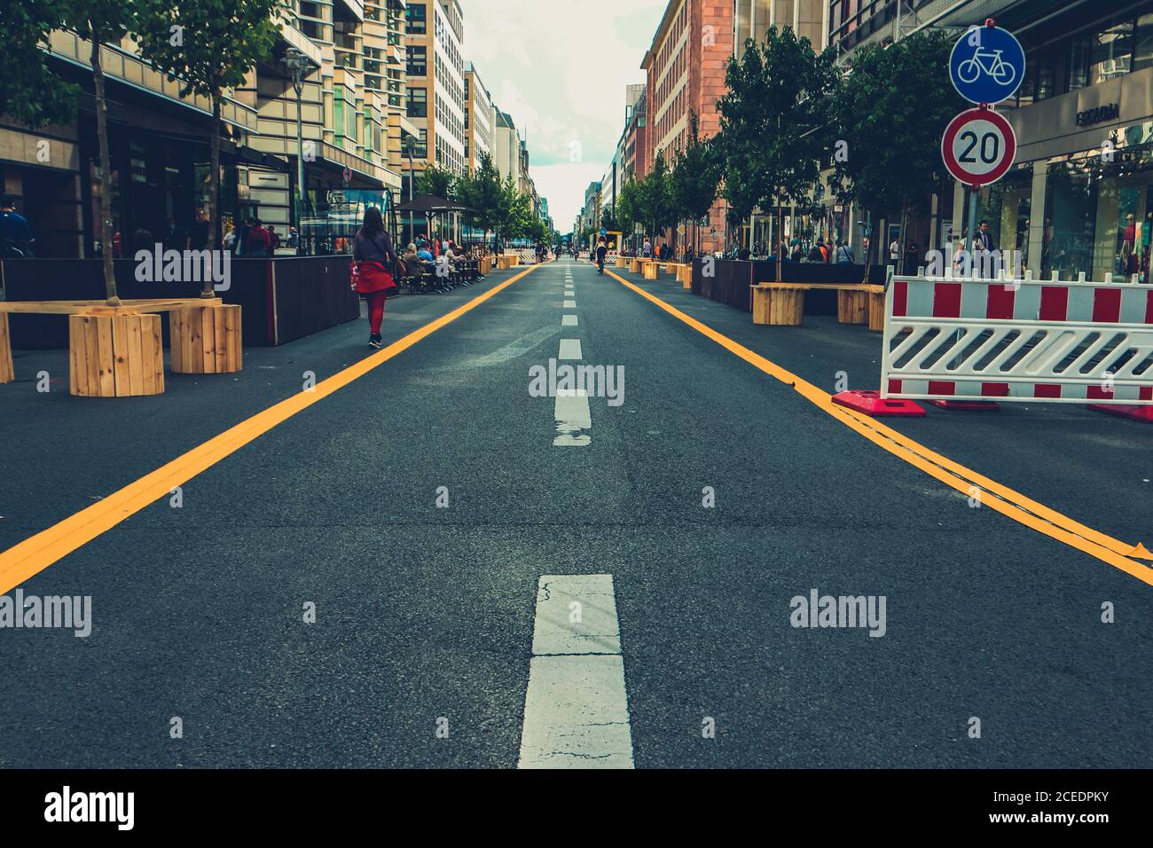 Car free section of Friedrichstraße, a shopping street in Berlin. The ...