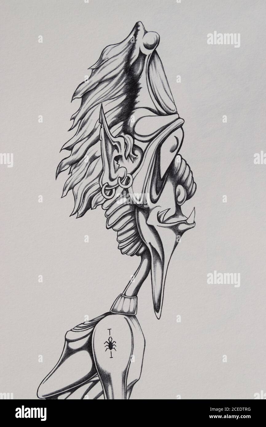 Alien monster face in profile hi-res stock photography and images - Alamy