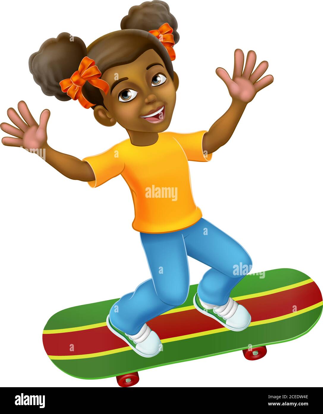 Child Skateboarding Girl Kid Cartoon Stock Vector Image & Art - Alamy
