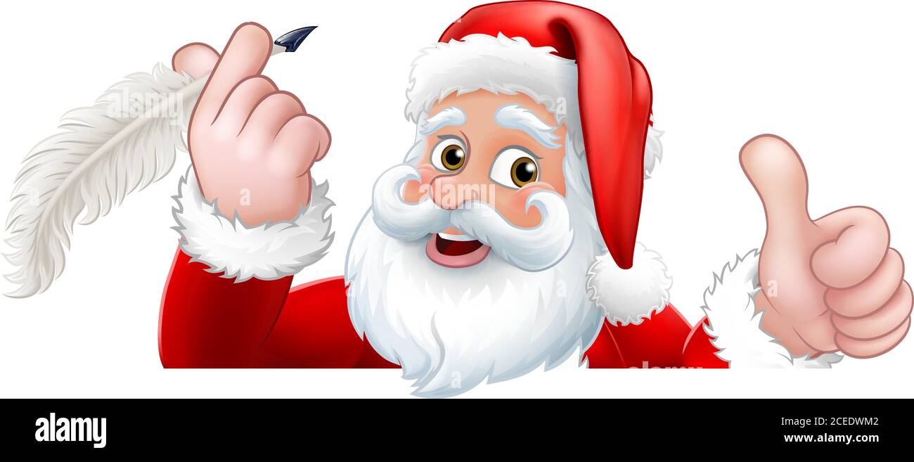 Santa Claus Peeking Quill Pen Cartoon Stock Vector Image & Art - Alamy