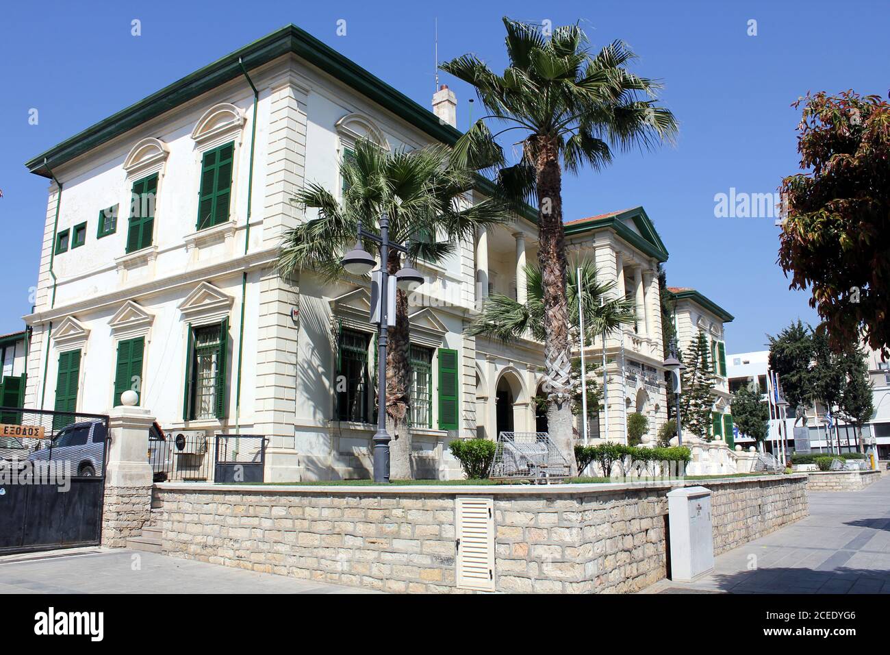 Old style shuttered building in Limassol Town Centre Stock Photo - Alamy