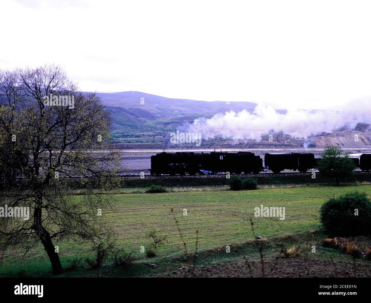 Some lines running steam train in eastern Turkey. Nostalgic steam train ...