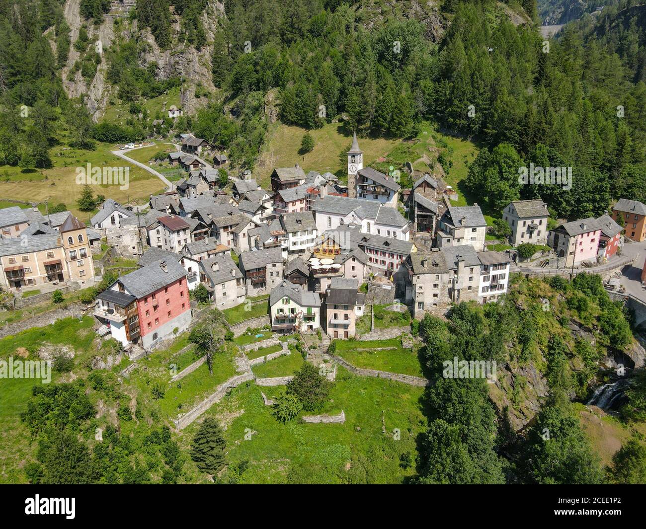 The village of Fusio on Maggia valley in the italian part of ...