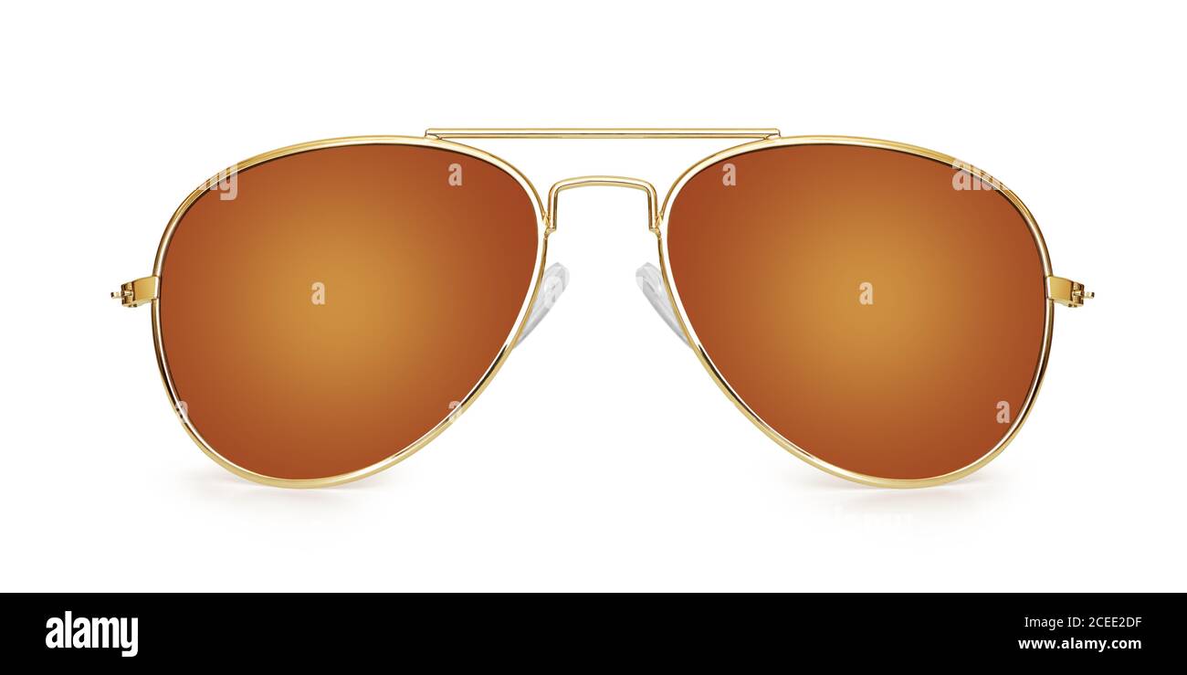 brown aviator sunglasses isolated on white background with clipping ...