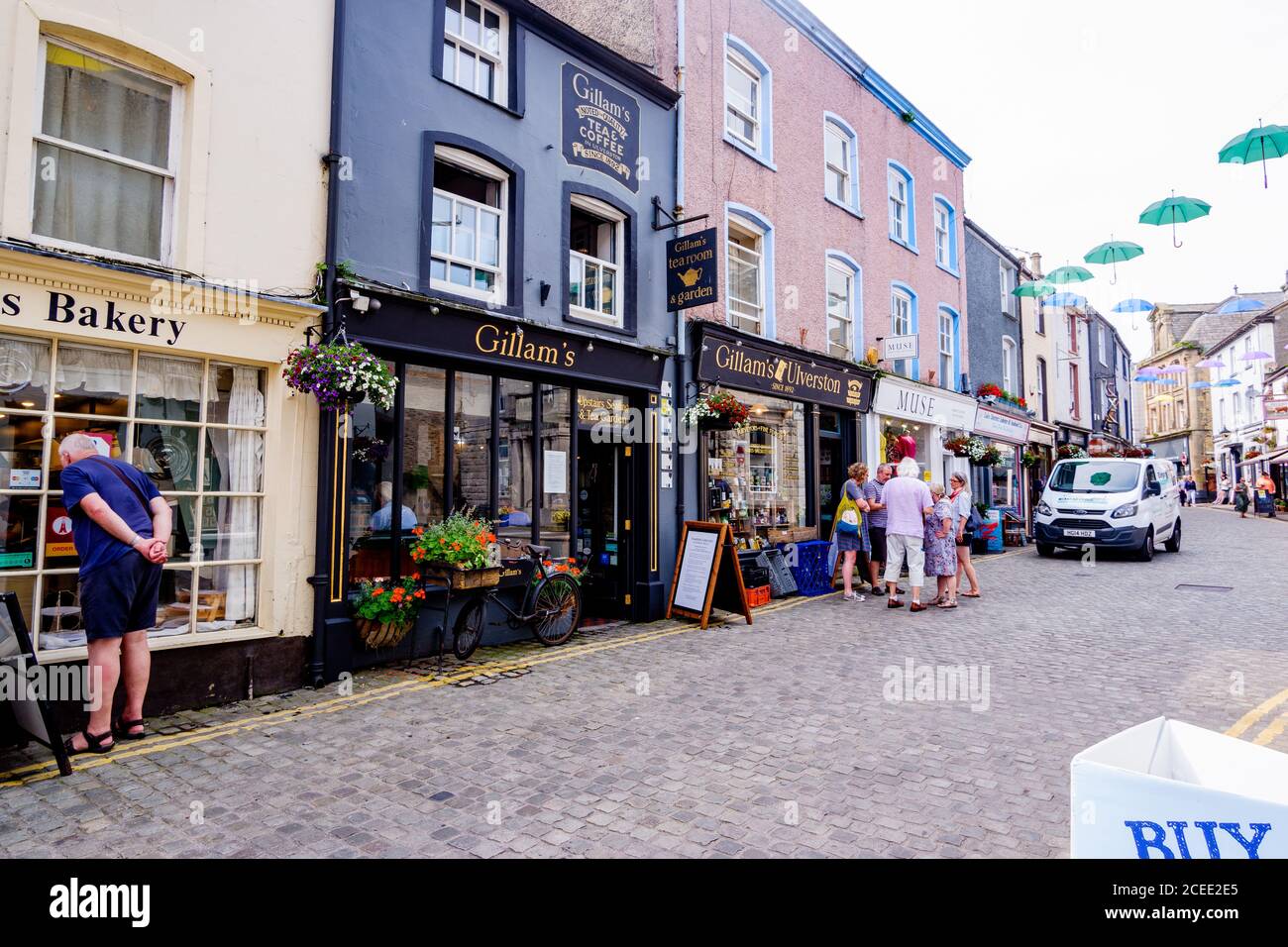 Ulverston UK 24th Aug 2020 Display of multi coloured umbrellas in the ...