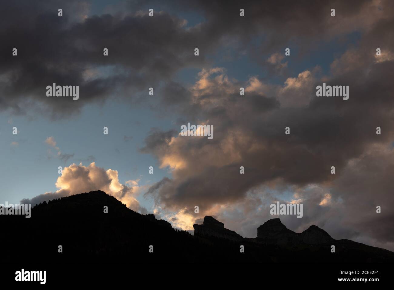 Sunset skyscape over the Swiss Alps, Leysin, Switzerland Stock Photo ...