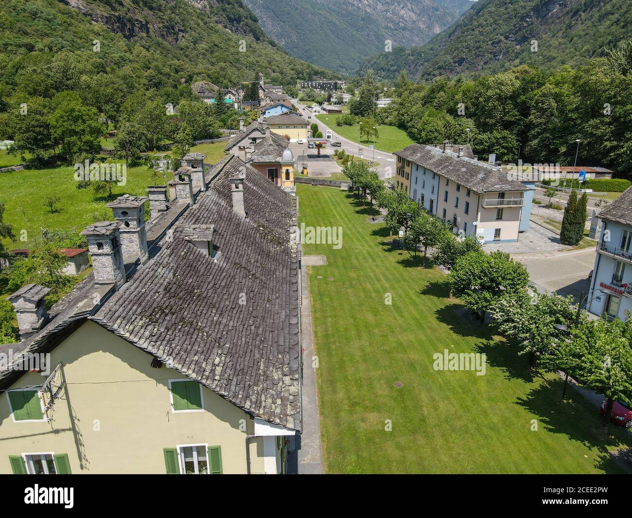 Cevio, Switzerland - 8 July 2020: The village of Cevio on Maggia valley ...