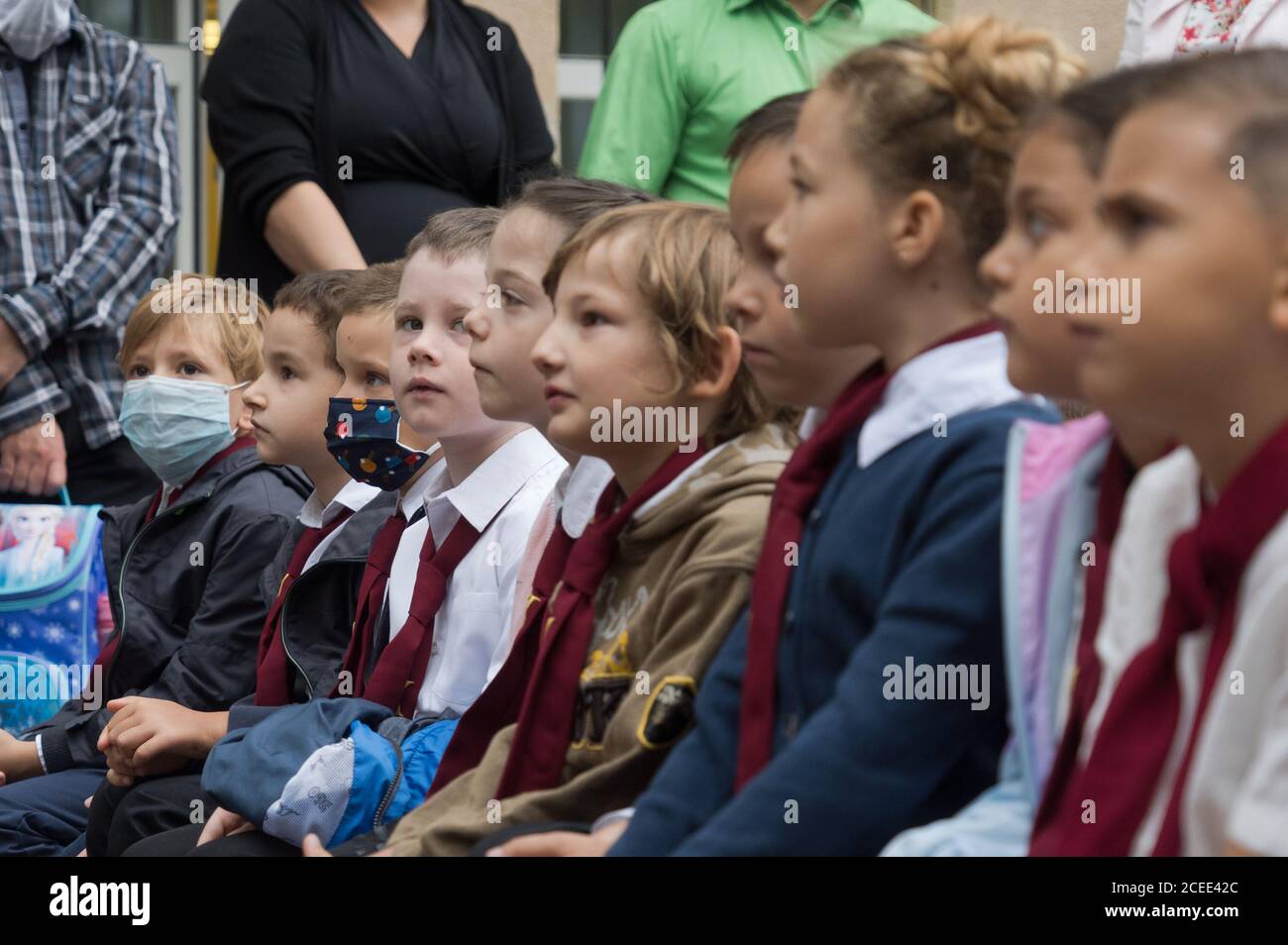 Budapest. 1st Sep, 2020. Students attend an opening ceremony on the ...