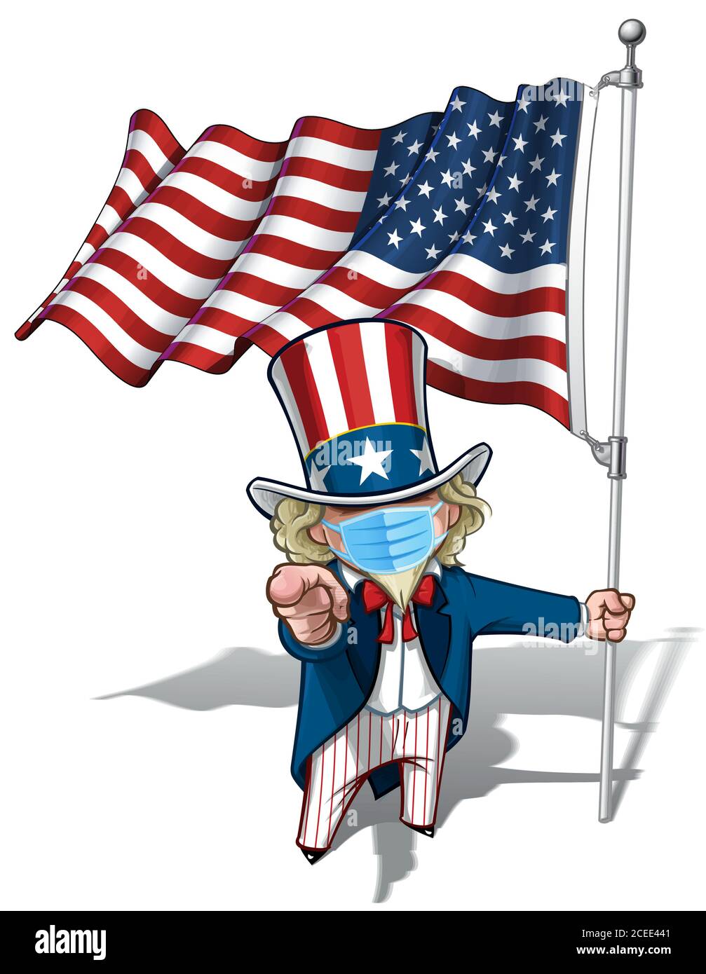 Vector illustrations of a cartoon Uncle Sam, pointing ‘I Want You ...