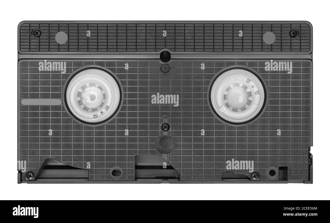 VHS video cassette back side isolated over white background with ...