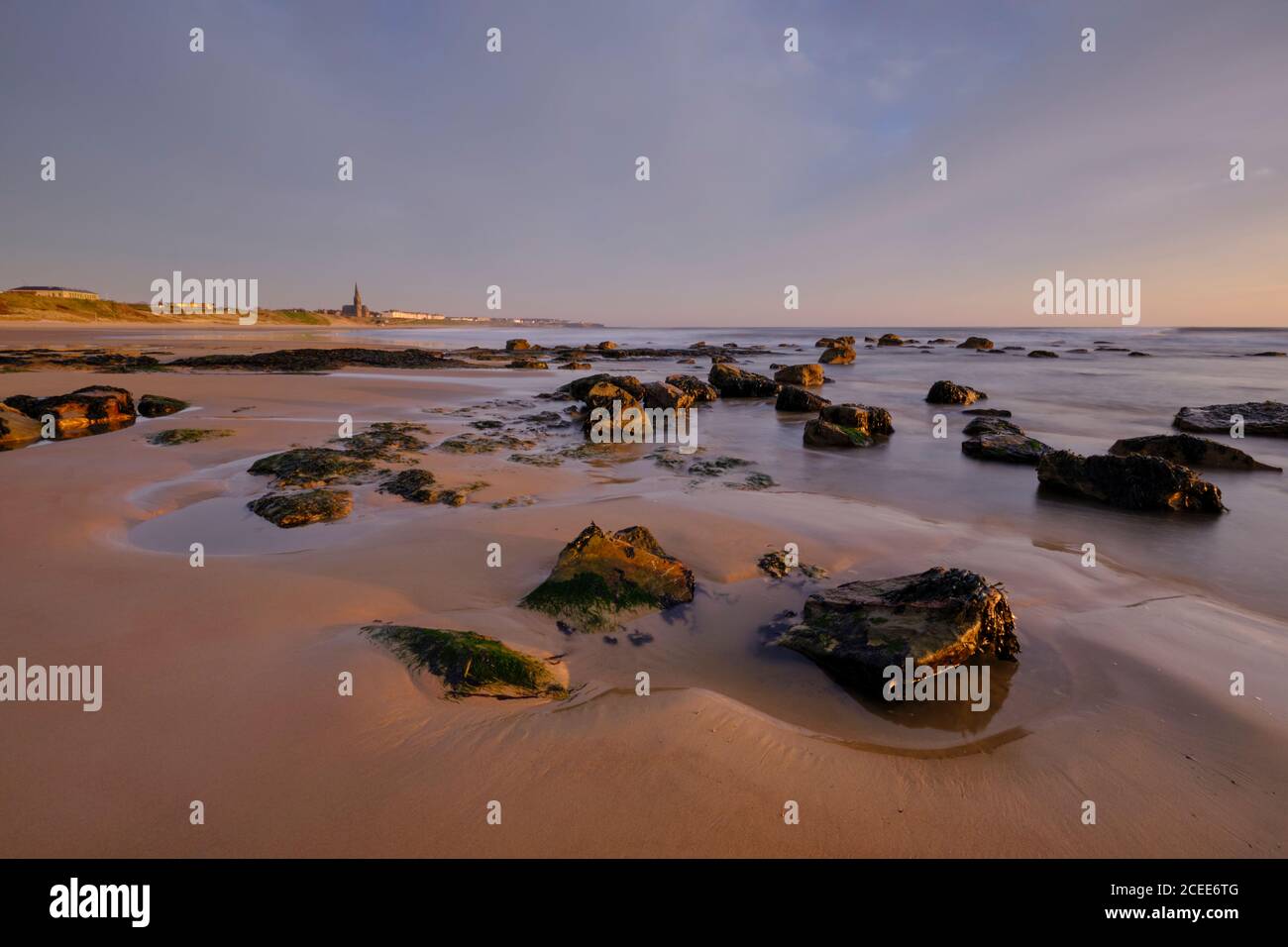 England, Tyne and Wear, Tynemouth. Looking north from Sharpness Point ...