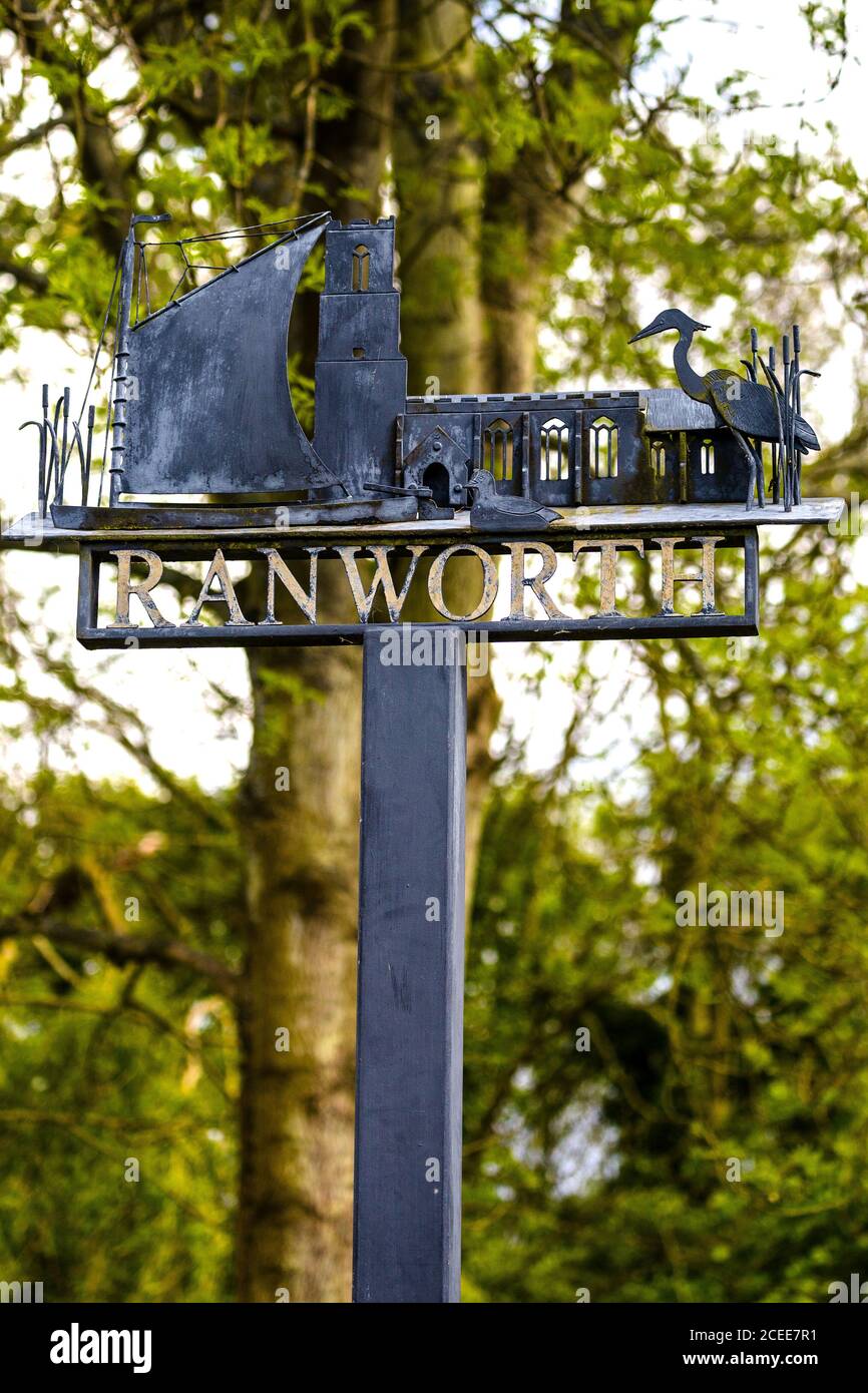 Ranworth village metal sign. Norfolk Broads England UK Stock Photo - Alamy