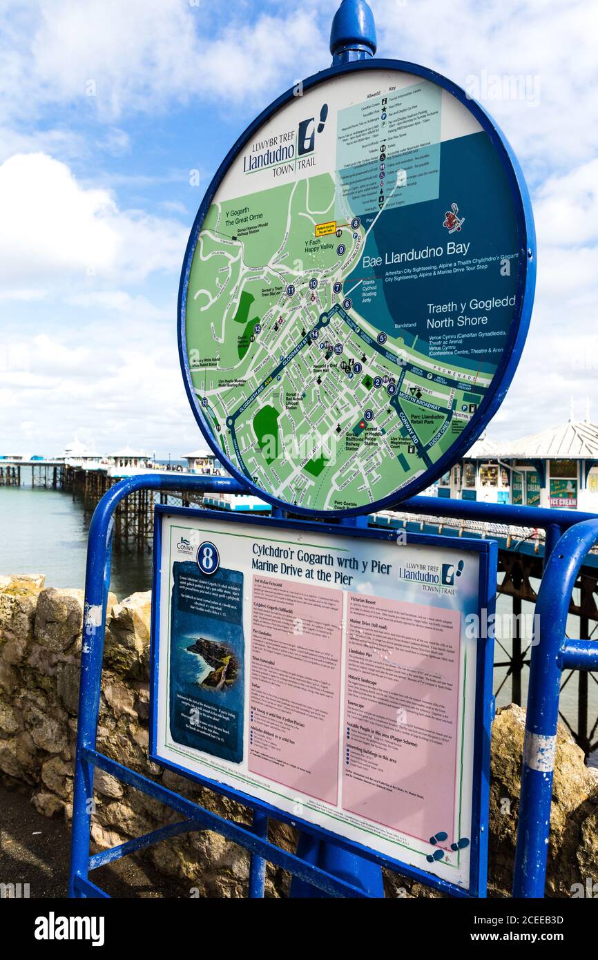Town map at seafront of Llandudno North Wales UK Stock Photo - Alamy
