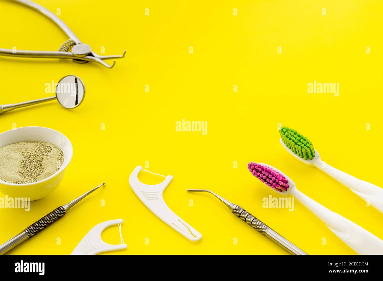 Close up frame of dental tools and equipment Stock Photo - Alamy