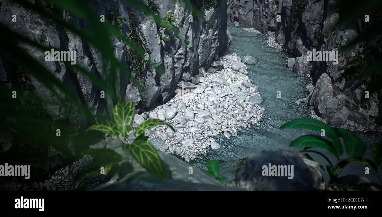 3D rendering of a view of mountain river Stock Photo - Alamy