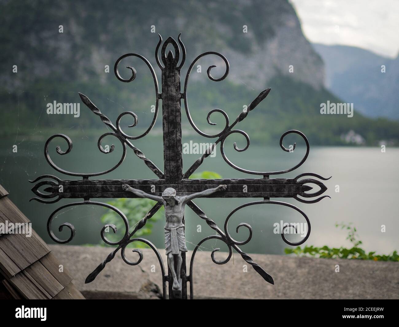 HALLSTATT, AUSTRIA - 06/15/2019: The cemetery in Hallstatt with blurry ...