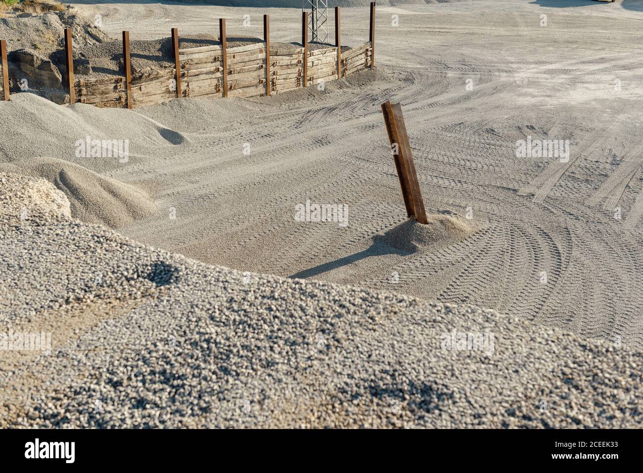 Machinery and equipment in quarry at sunset, Avila, Spain Stock Photo ...