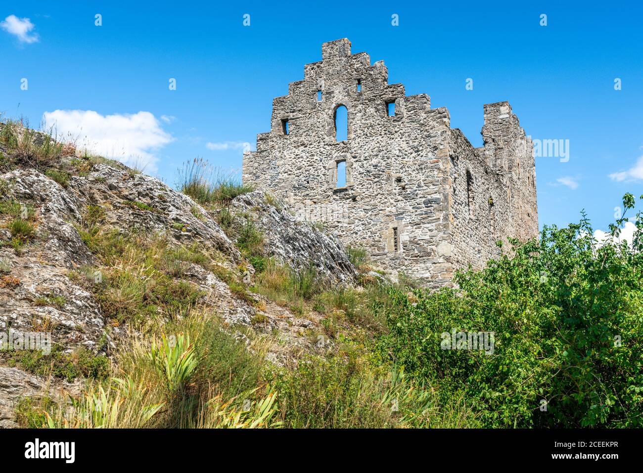 Ruins of Tourbillon medieval castle main building in Sion Valais ...