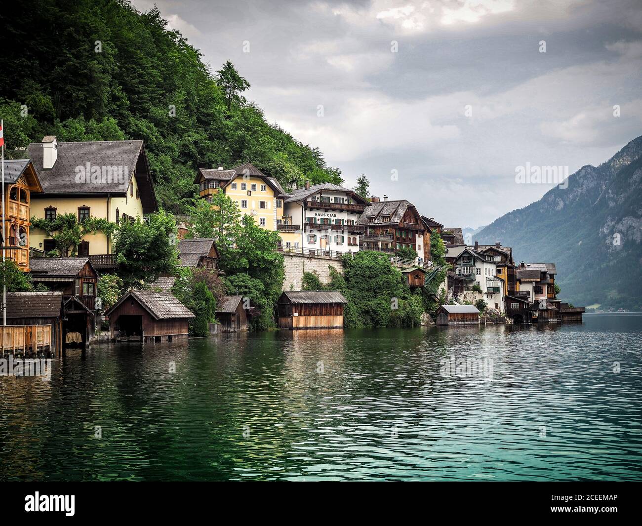 HALLSTATT, AUSTRIA - 06/16/2019: Hallstatt on the bank of Hallstatter ...