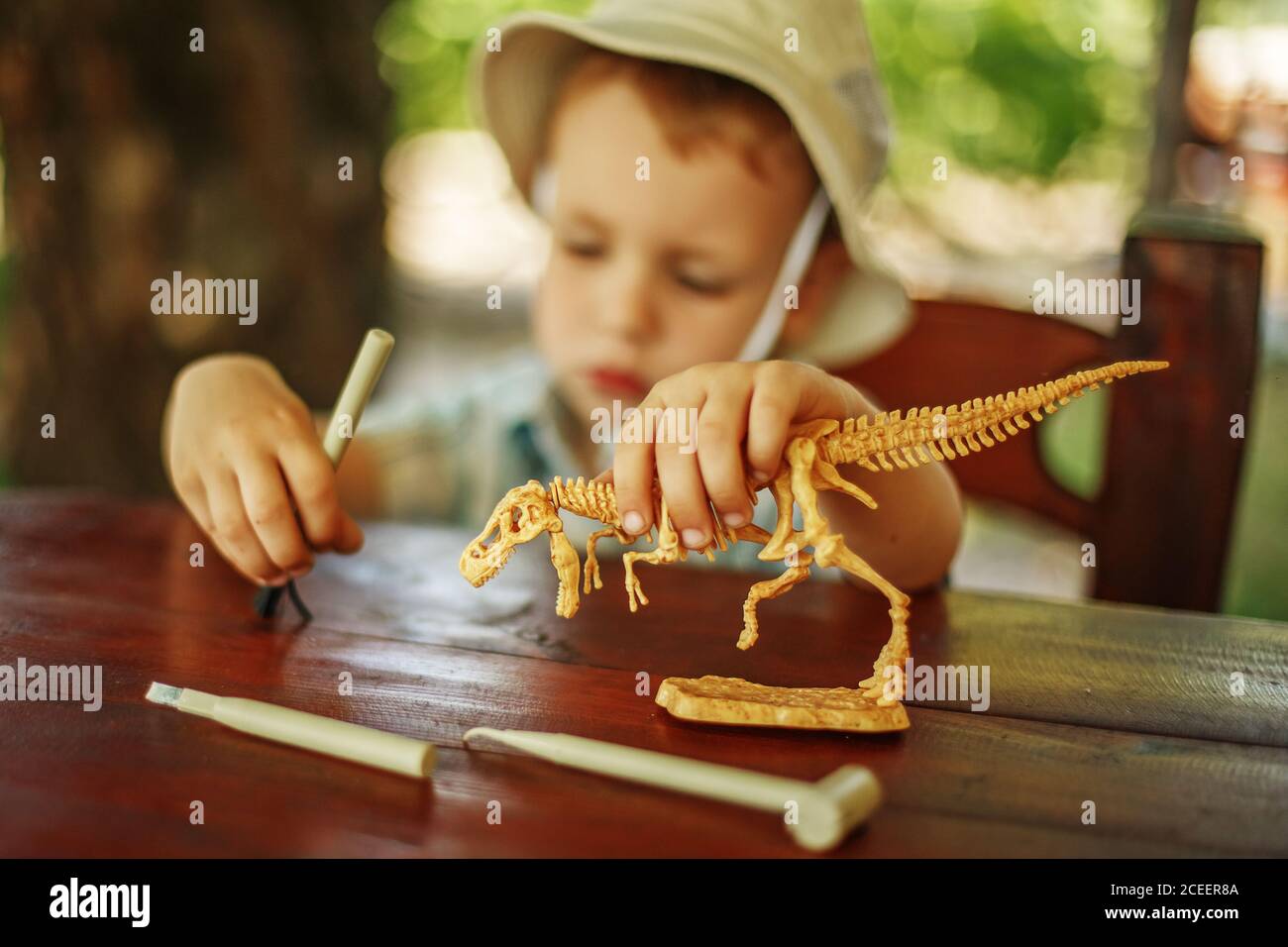 Cute little boy wants to be an archaeologist Stock Photo - Alamy