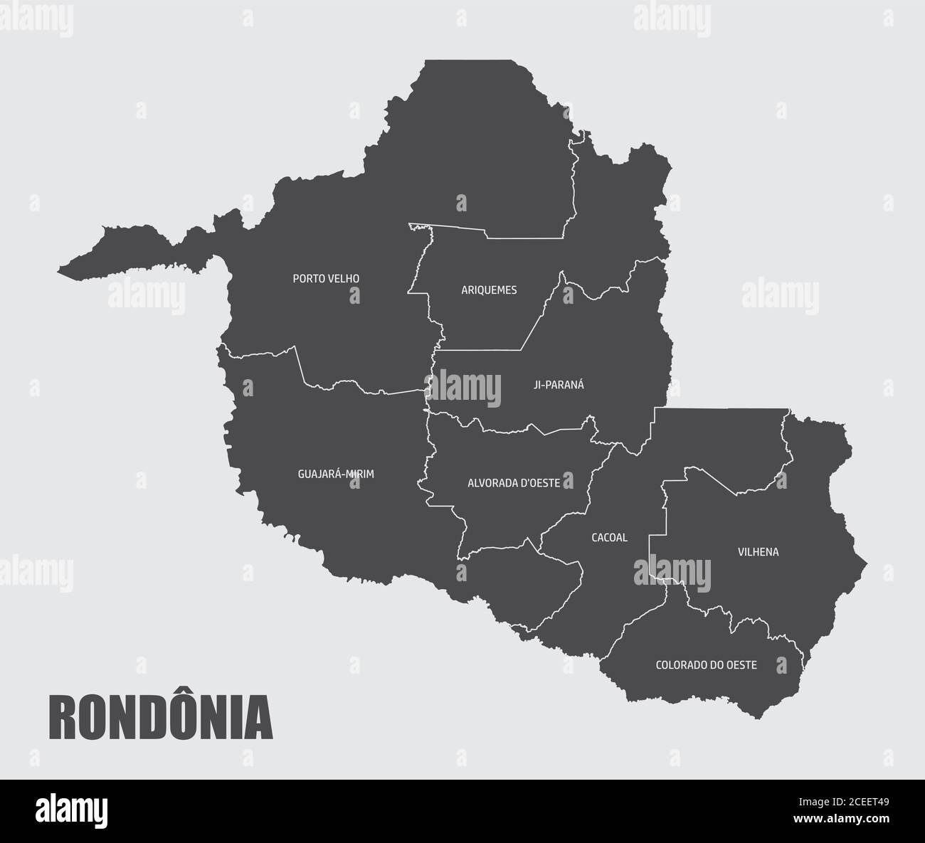Rondonia State regions map Stock Vector Image & Art - Alamy