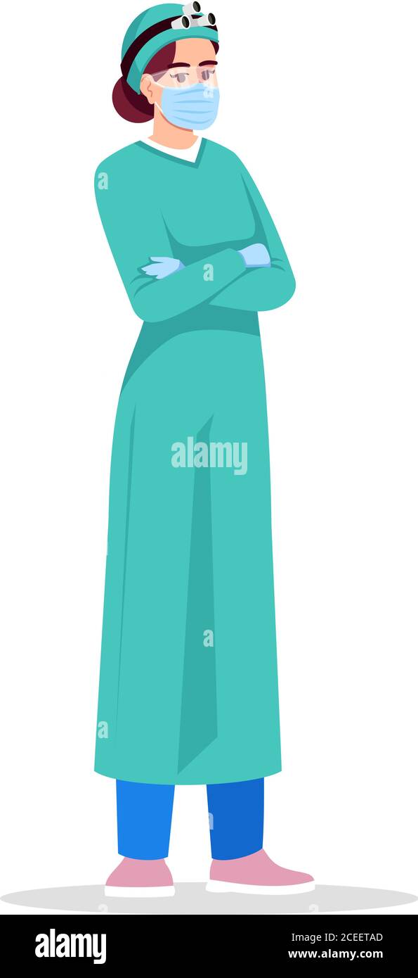 Surgery physician semi flat RGB color vector illustration Stock Vector ...