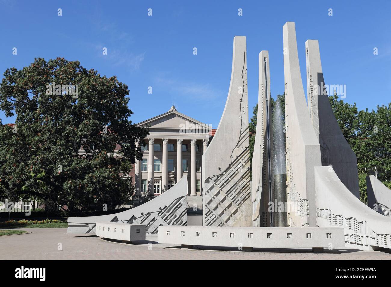 West Lafayette - Circa August 2020: Purdue Mall Water Sculpture, also ...