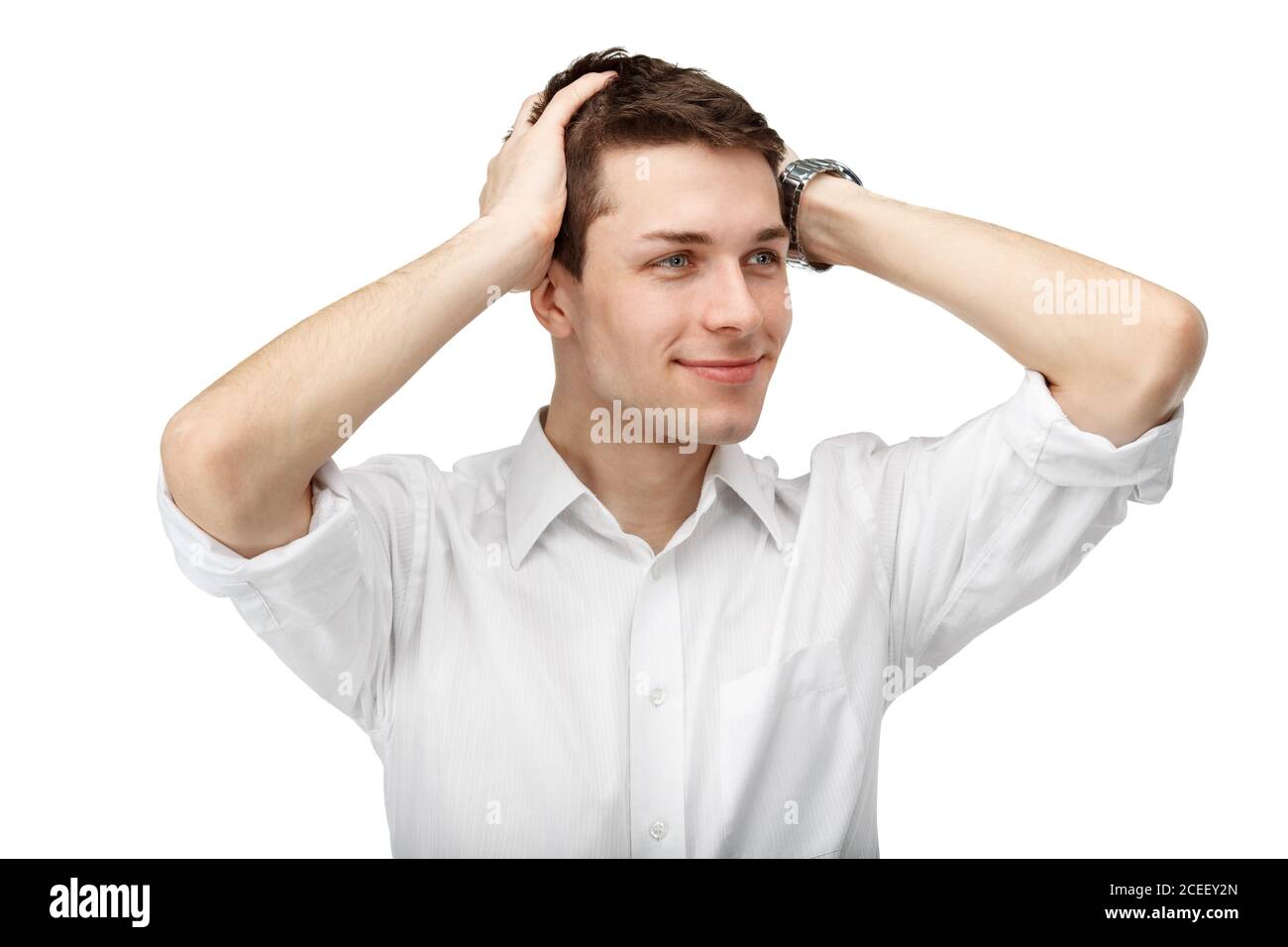 Closeup portrait of male customer service representative or call centre ...