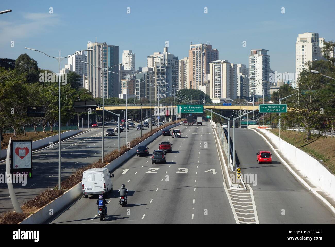 SAO PAULO, BRAZIL - May 01, 2020: traffic jam on large avenue in Sao ...