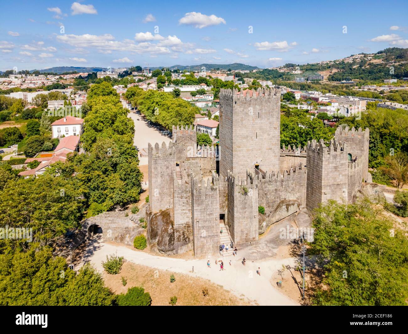 Aerial view of castle of Guimaraes, first capital of Portugal Stock ...